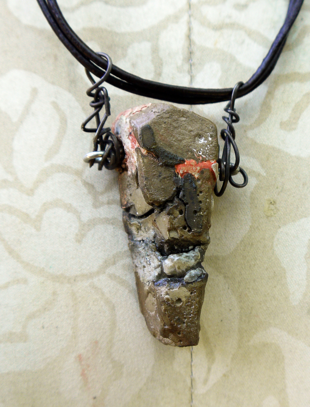 Chunky rugged orange tone concrete shard necklace | Jomama