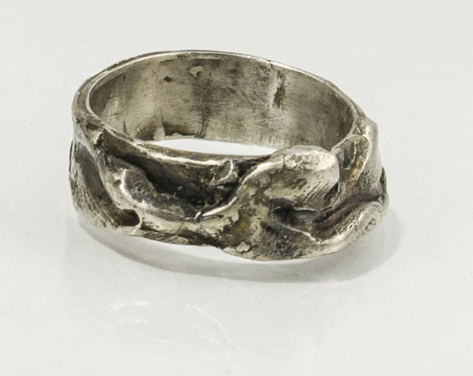 Rugged textured organic men's sterling silver ring | Jomama
