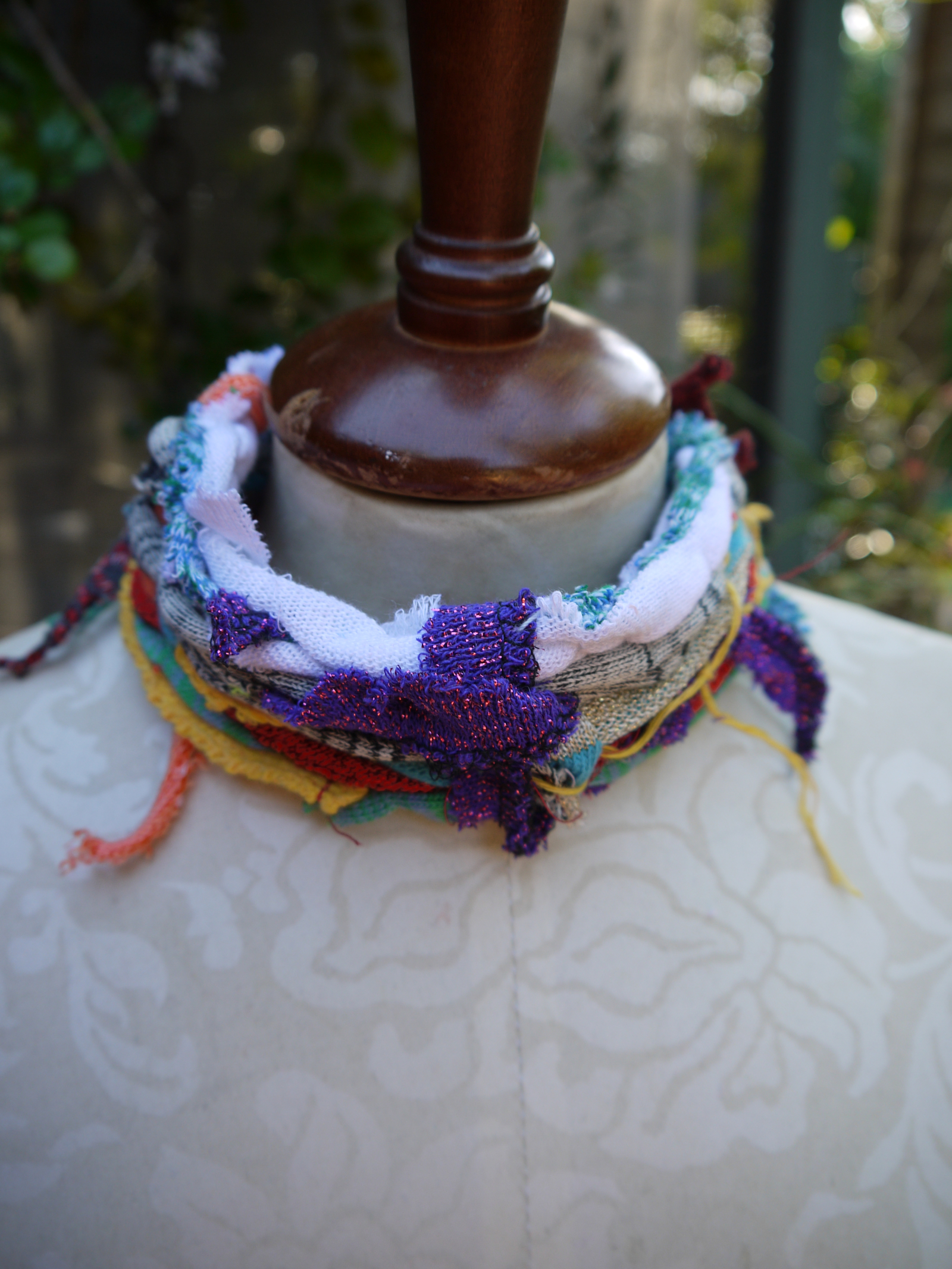 Upcycled colorful boho knit yarn choker | Jomama